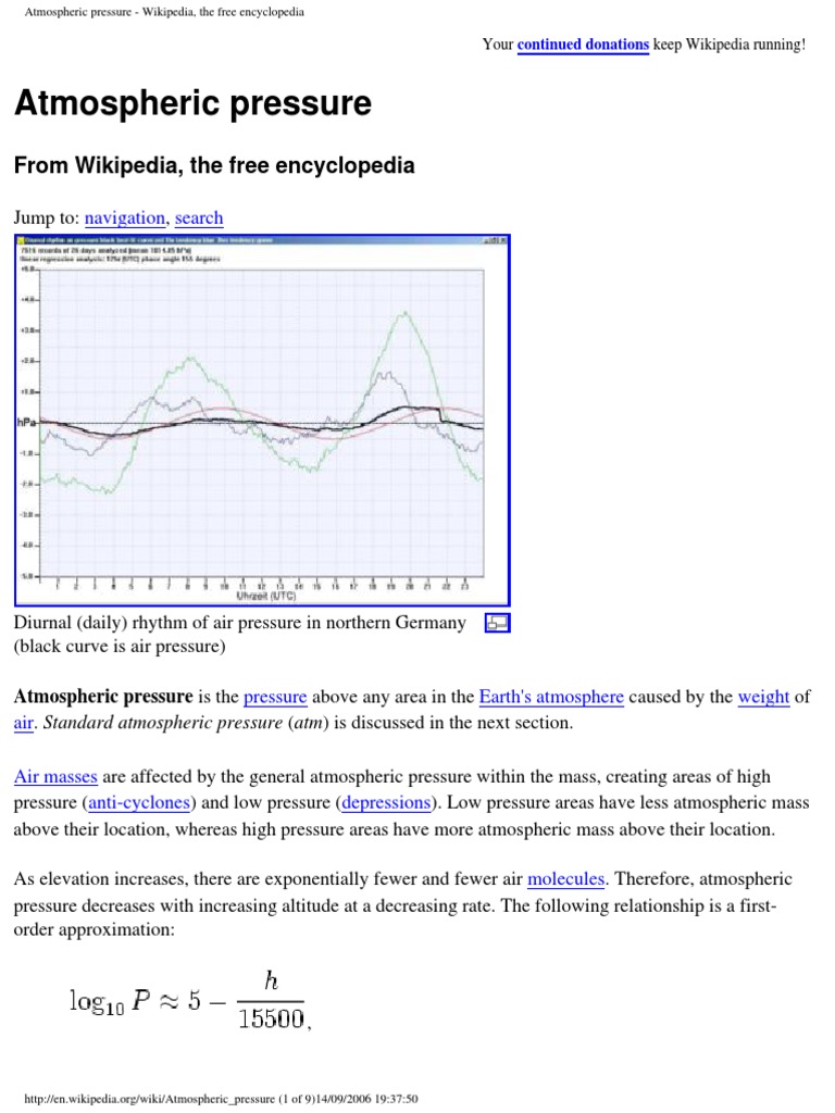 Atmospheric Pressure - Wikipedia, The Free Encyclopedia | PDF ...