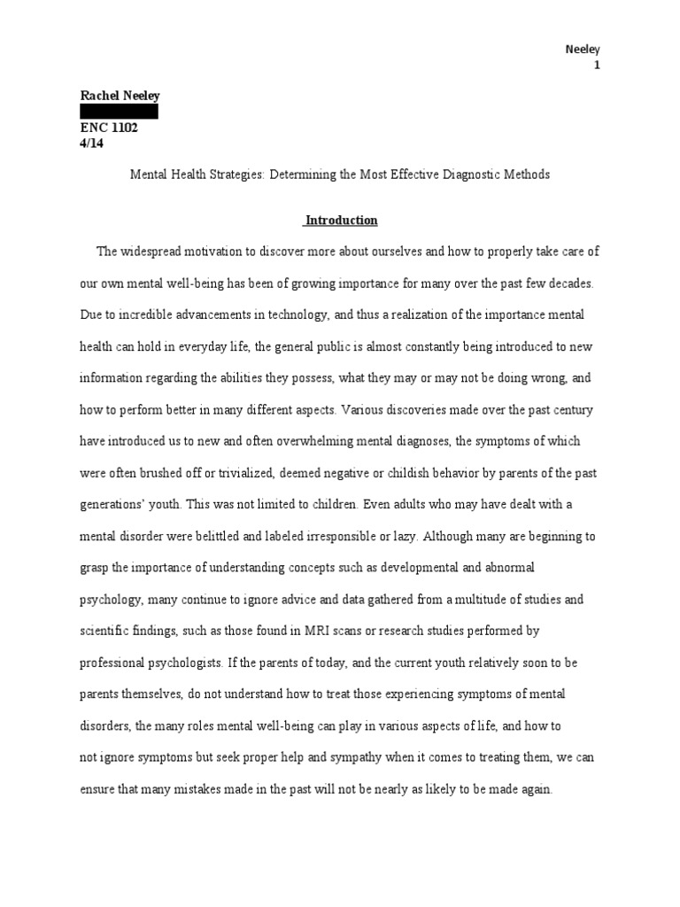 Research Paper Final Draft 2 | PDF | Mental Disorder | Psychological ...