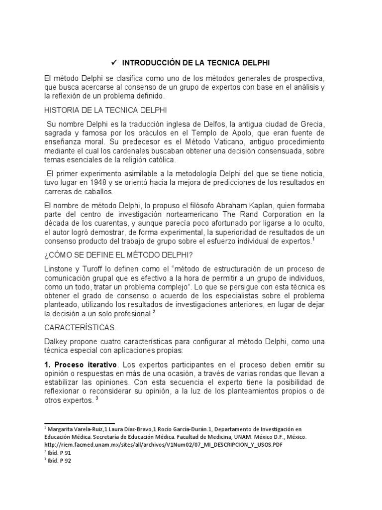 Introducción de La Tecnica Delphi | PDF | Cuestionario | Realimentación