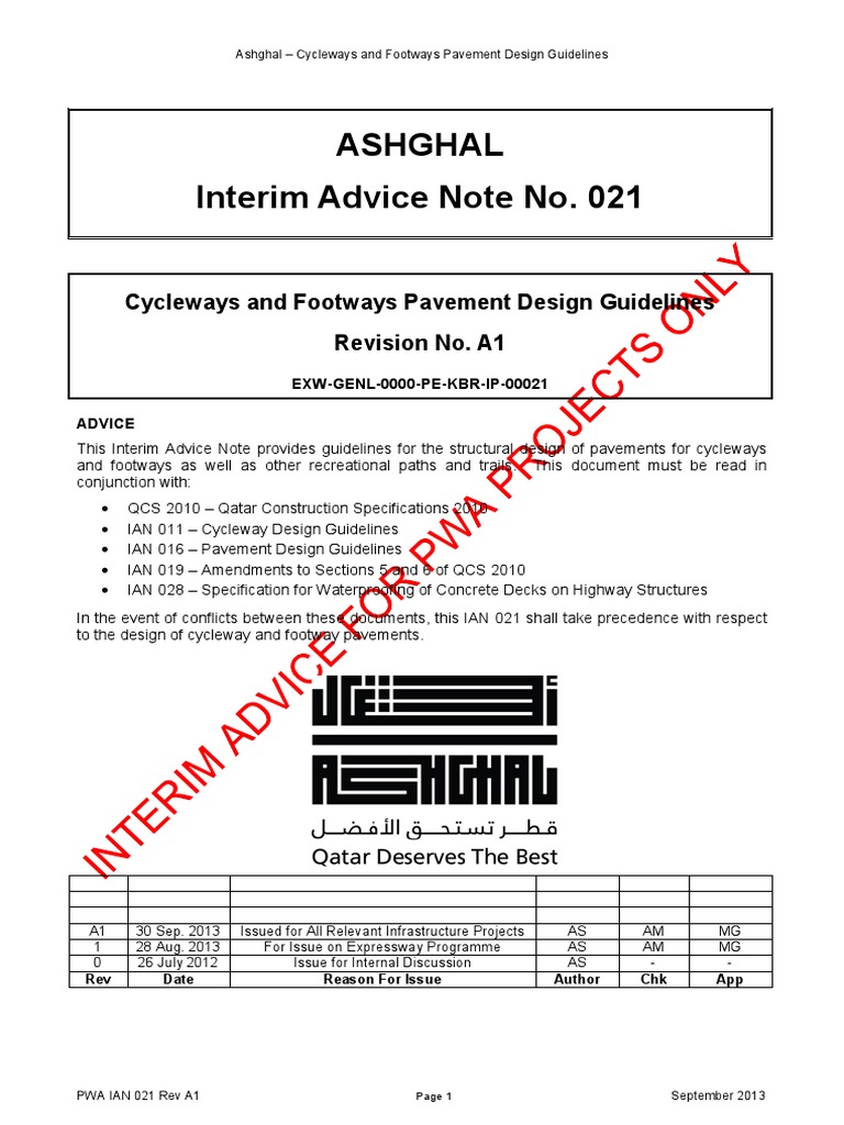 PWA IAN 021 Rev A1 - Cycleways and Footways Pavement Design Guidelines ...