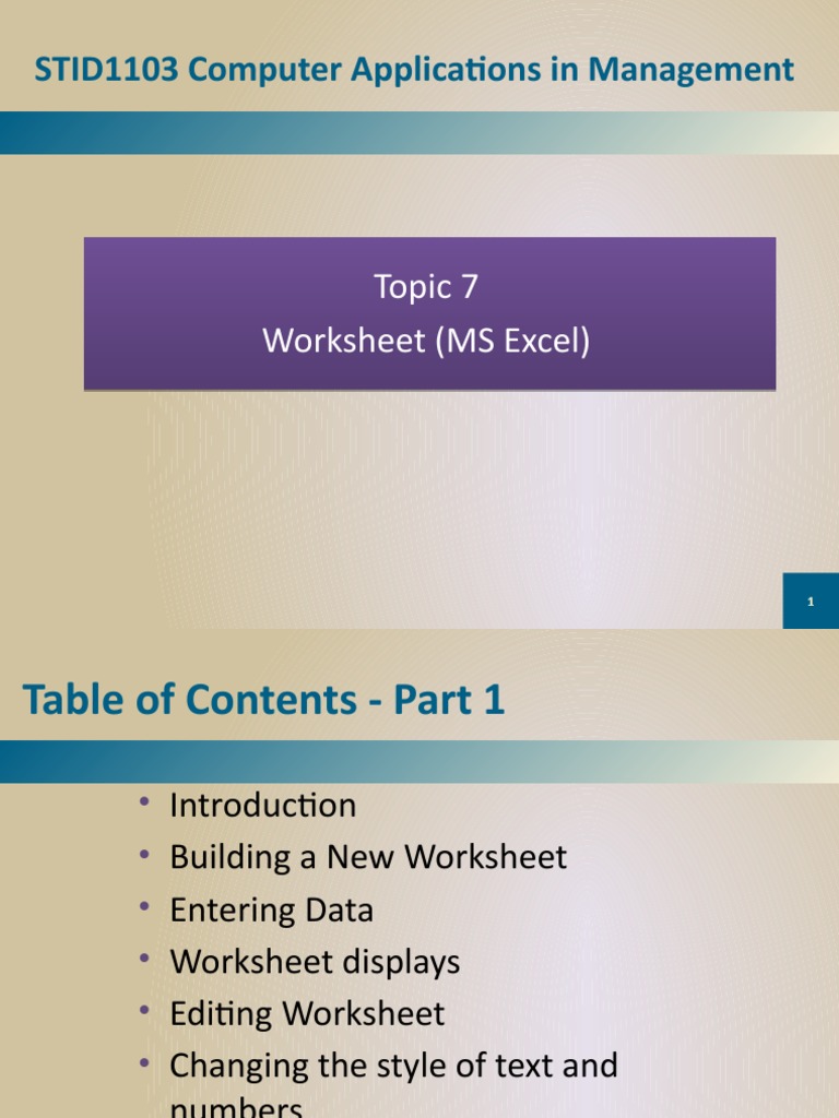 STID1103 Computer Applications in Management: Topic 7 Worksheet (MS ...