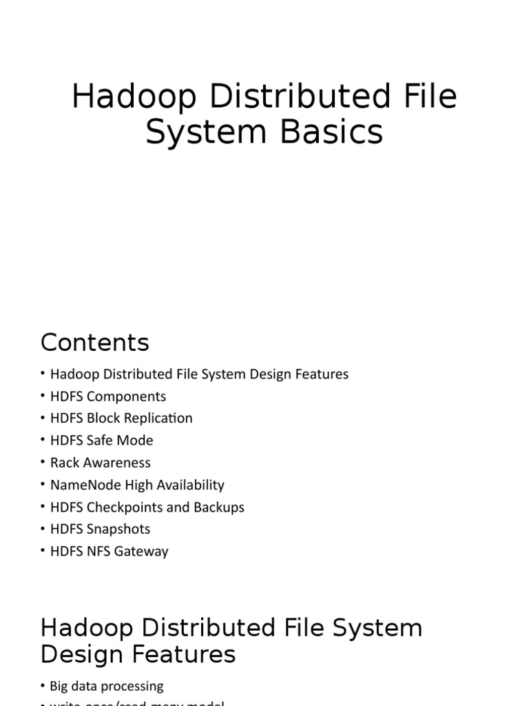 Hadoop Distributed File System Basics Pdf Map Reduce Apache Hadoop
