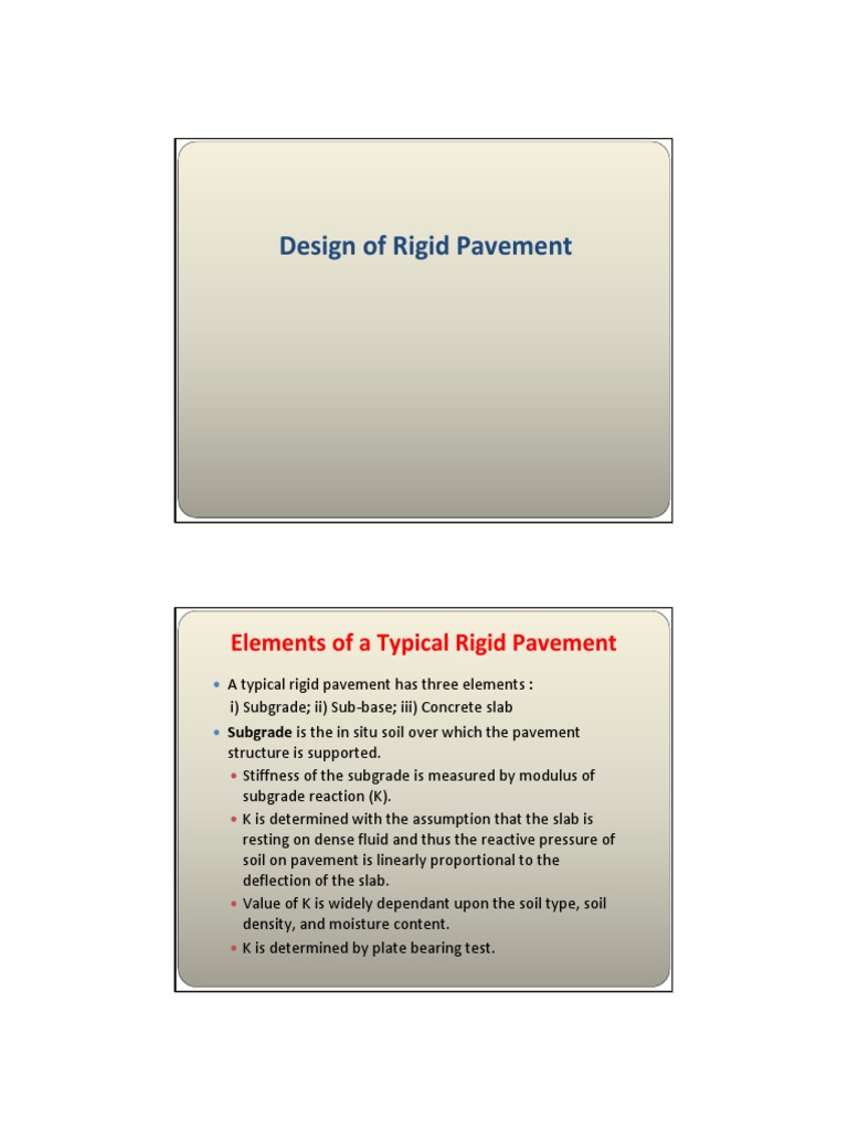 Design of Rigid Pavement PDF | PDF | Stiffness | Road Surface