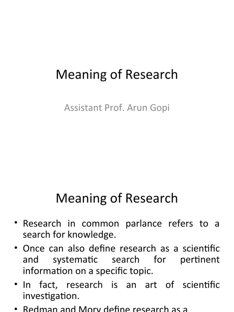 1meaning of Research | PDF | Hypothesis | Theory