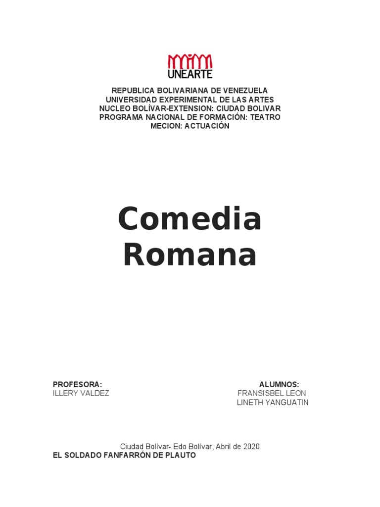 Estructura de La Comedia Romana | PDF | Comedia