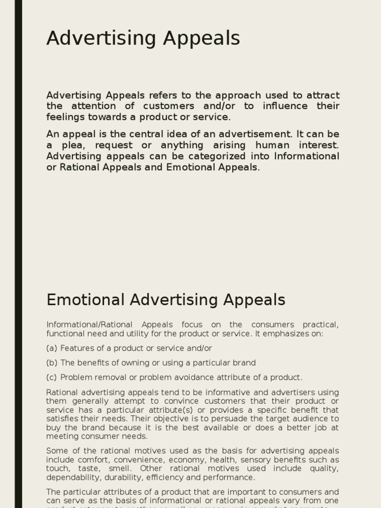 Advertising Appeals | PDF | Brand | Advertising