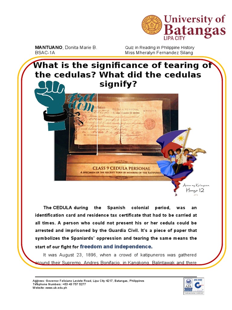 What is the significance of tearing of the cedulas? What did the ...