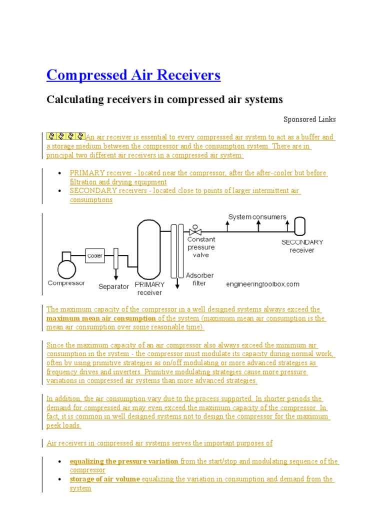 How To Design Compressed Air Receivers | PDF | Gas Compressor | Pounds ...