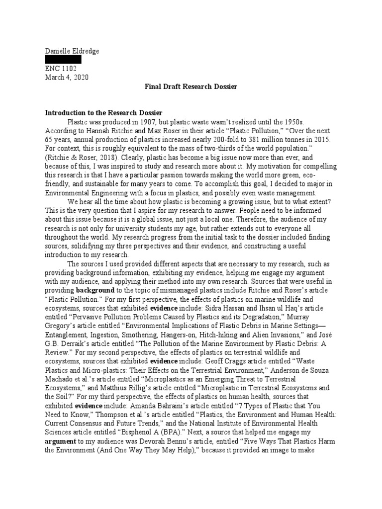 Danielle Eldredge Final Dossier | PDF | Natural Environment | Nature