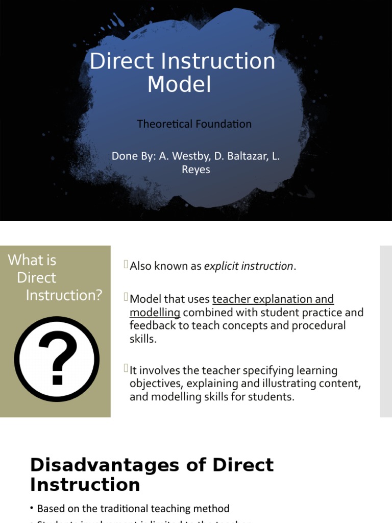 Direct Instruction Model: Theoretical Foundation | Download Free PDF ...