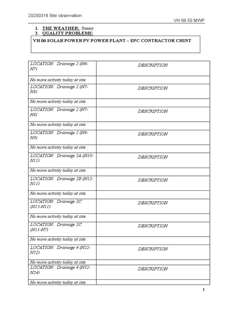 Site Observation - REPORT | PDF
