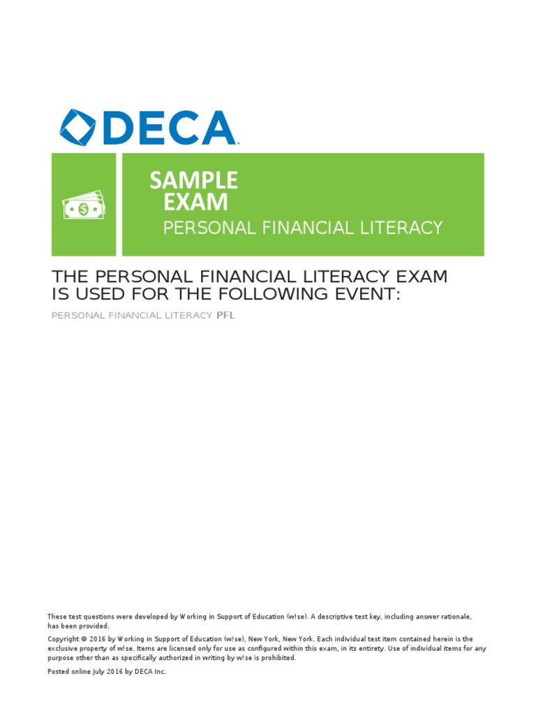 Financial Literacy Cluster Exam 2016 | PDF | Credit | Finance & Money ...