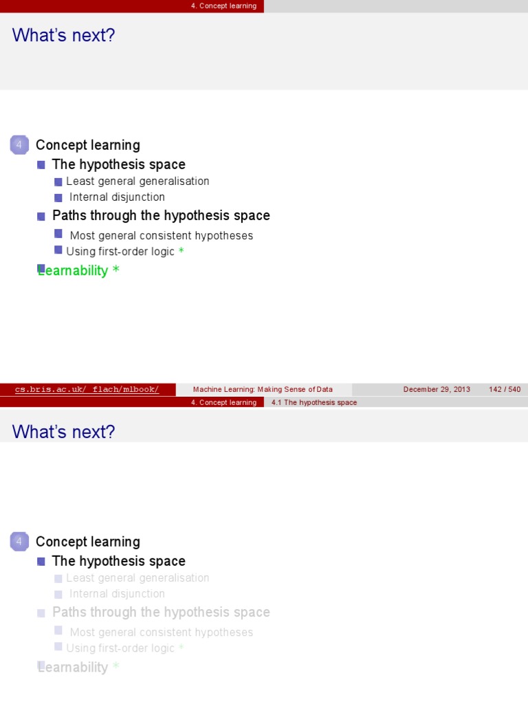 What's Next?: Concept Learning The Hypothesis Space | PDF | Machine ...