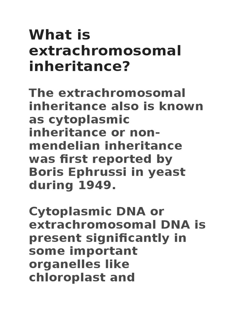 What Is Extrachromosomal Inheritance | PDF | Cell (Biology) | Genetics