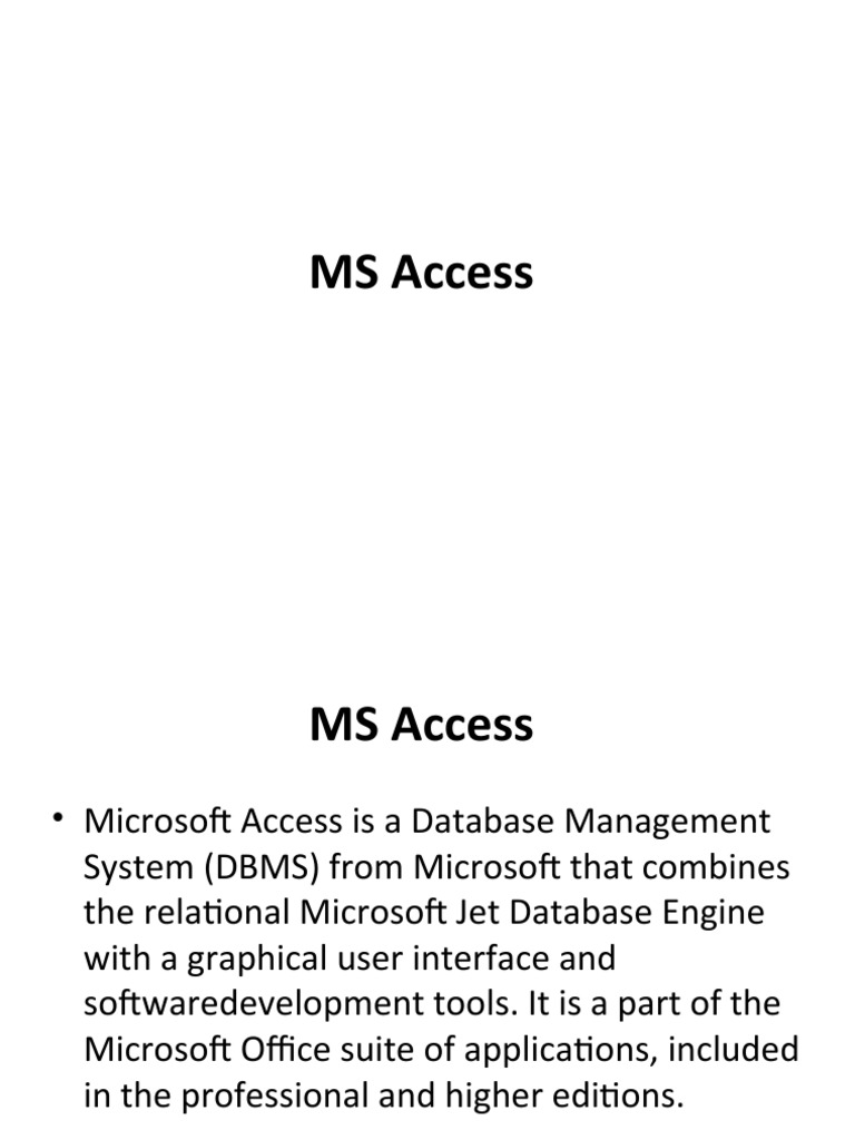 MS Access | PDF | Microsoft Access | Databases