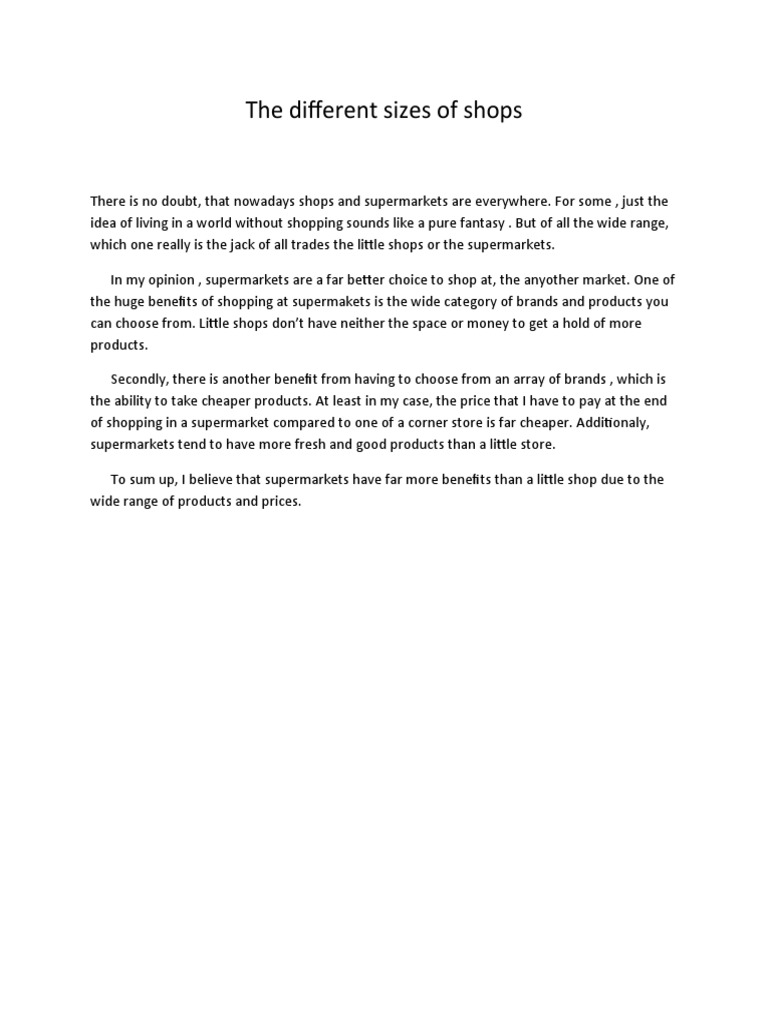 The Different Sizes of Shops | PDF