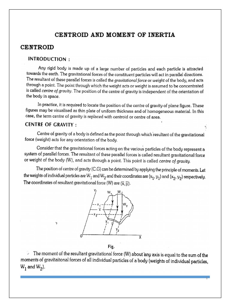 Centroid and Moment of Inertia Centroid: Engineering Mechanics-I | PDF