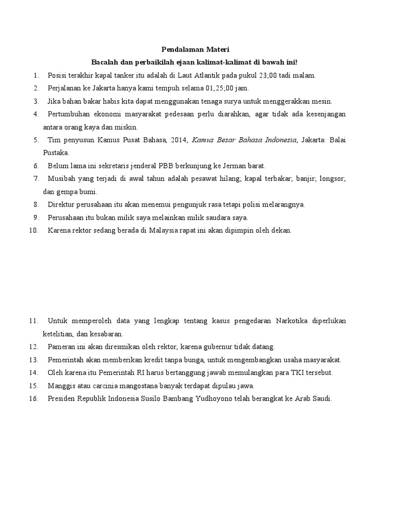 Latihan, Pendalaman Materi EYD | PDF