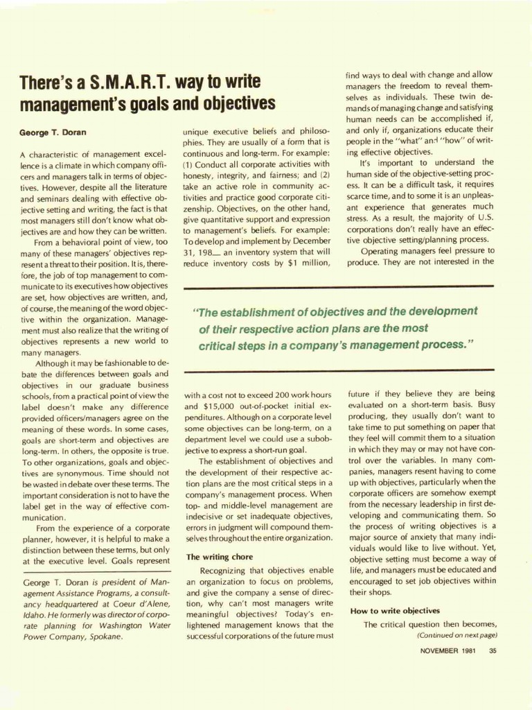 There's A S.M.A.R.T. Way To Write Management's Goals and Objectives ...
