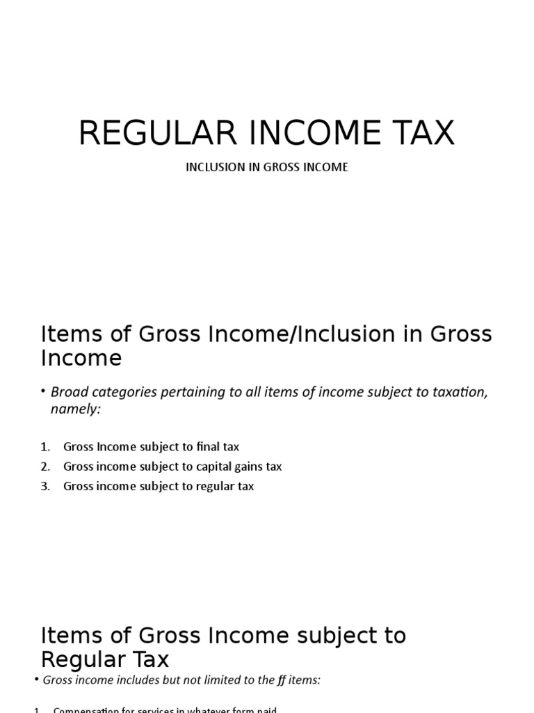 Regular Income Tax: Inclusion in Gross Income | Download Free PDF ...
