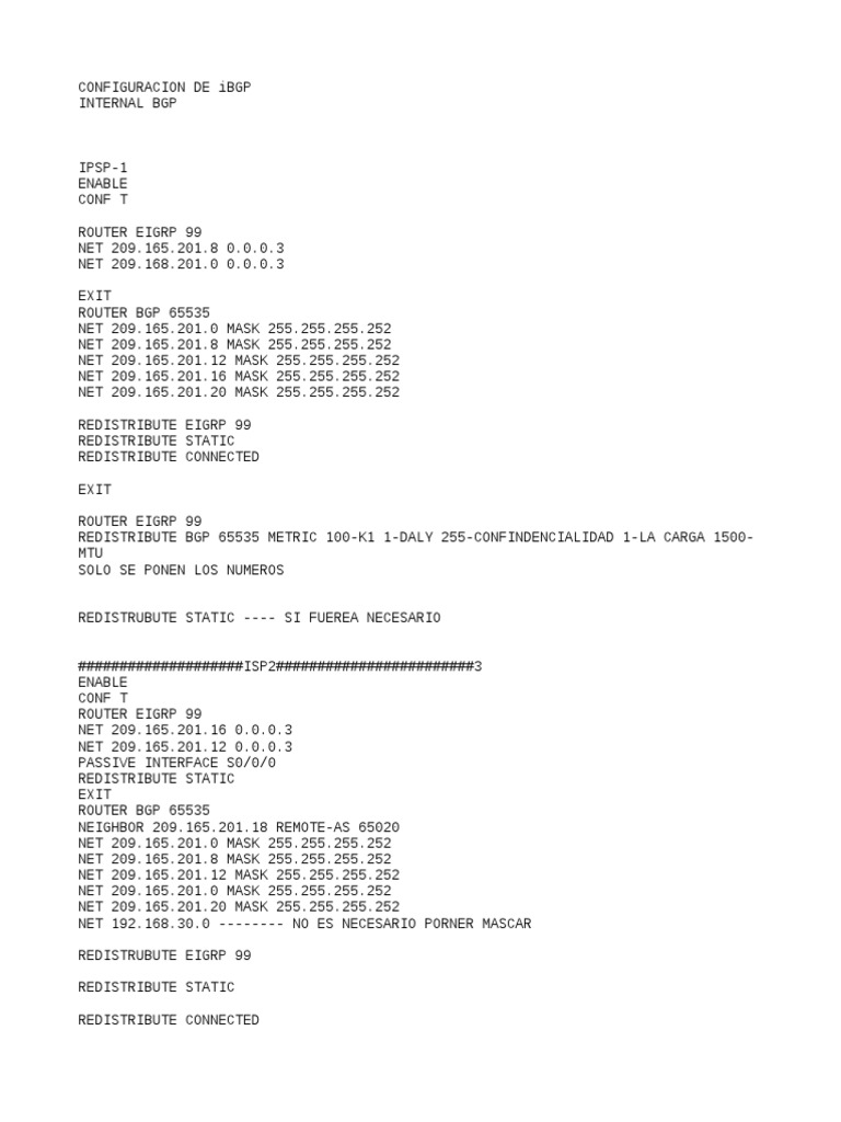 Configuracion de Interior BGP Prueba 2 Ccna4 | PDF