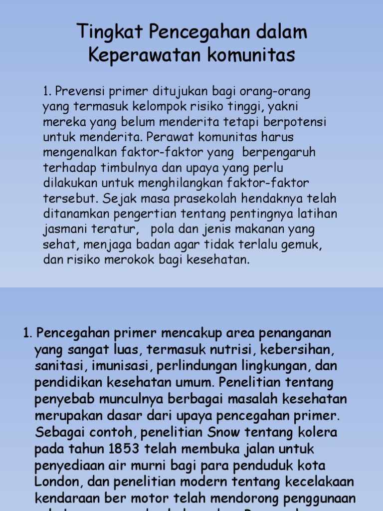Tingkat Pencegahan Intervensi Keperawatan | PDF | Kesehatan Holistik | Sains & Matematika