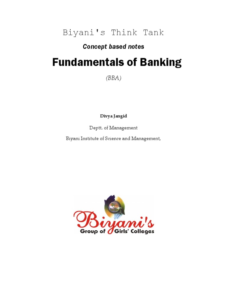 Fundamentals of Banking: Biyani's Think Tank | PDF