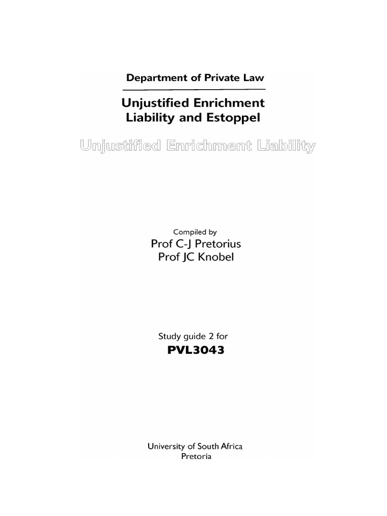 Unjustified Enrichment Liability and Estoppel Study Guide | PDF ...