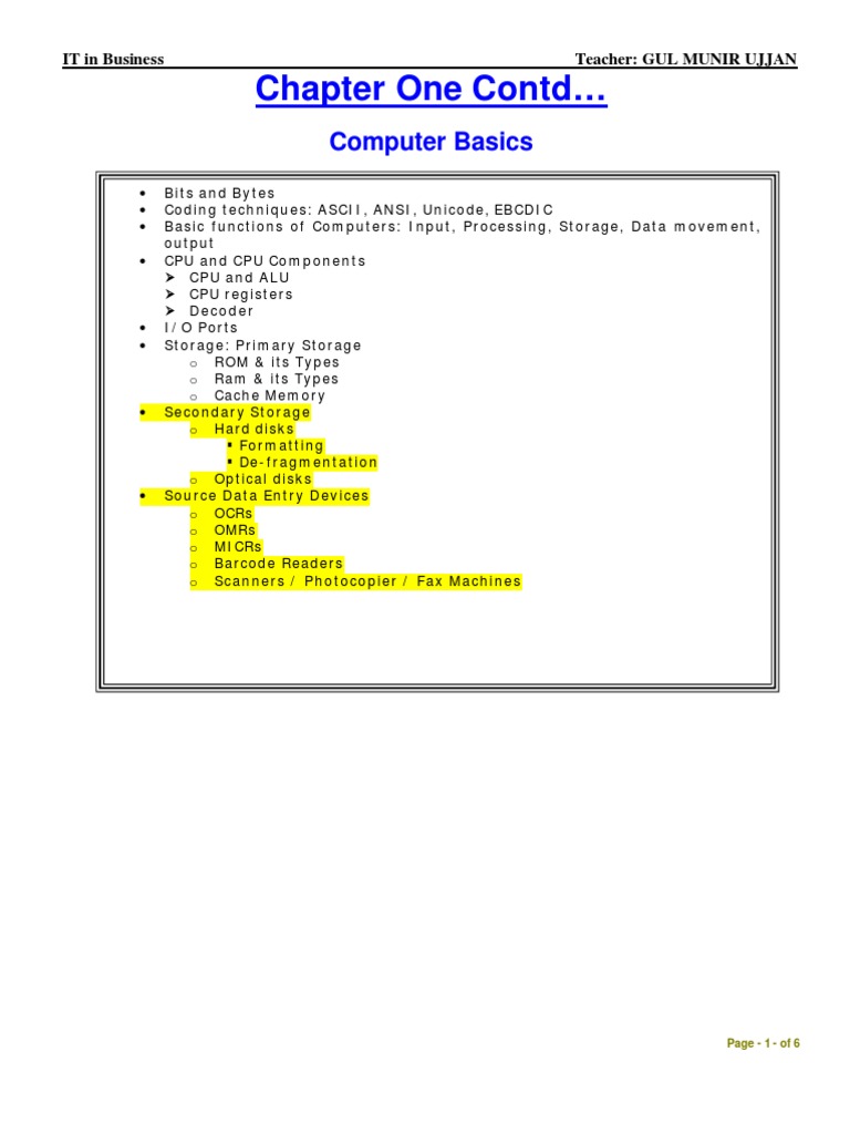 Handout 2 Computer Basics | PDF | Computer Data Storage | Disk Storage