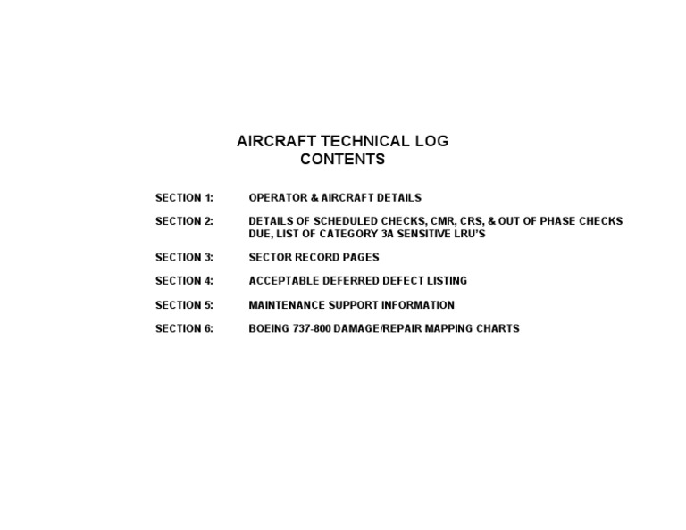 Aircraft Technical Log Contents | PDF