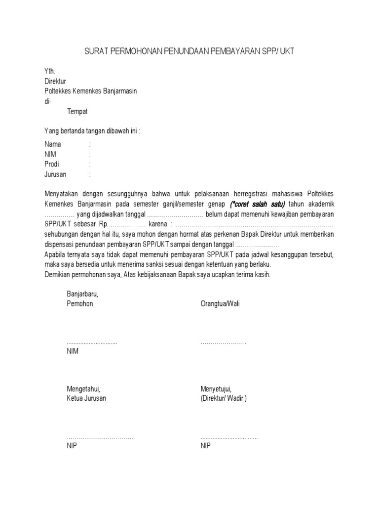 Surat Permohonan Penundaan Pembayaran | PDF