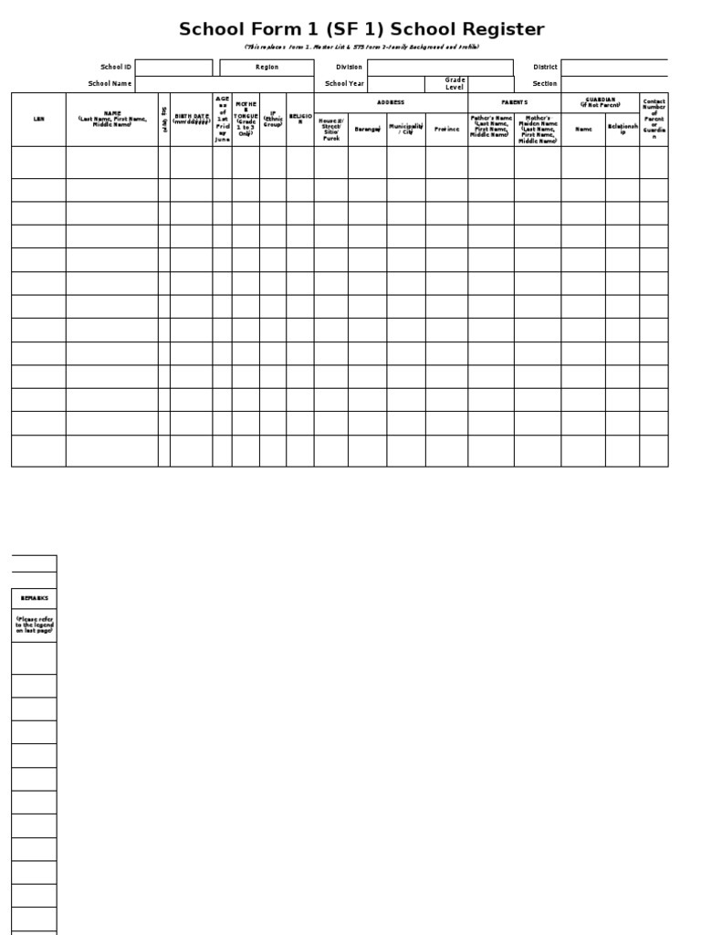 School Form 1 - School Register | PDF | Computing | Computing And ...