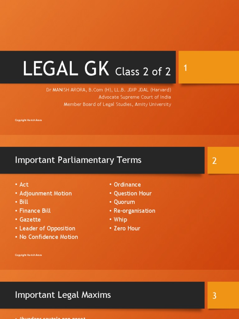 LEGAL GK Class 2 of 2 | PDF | Government Of India | Politics Of India