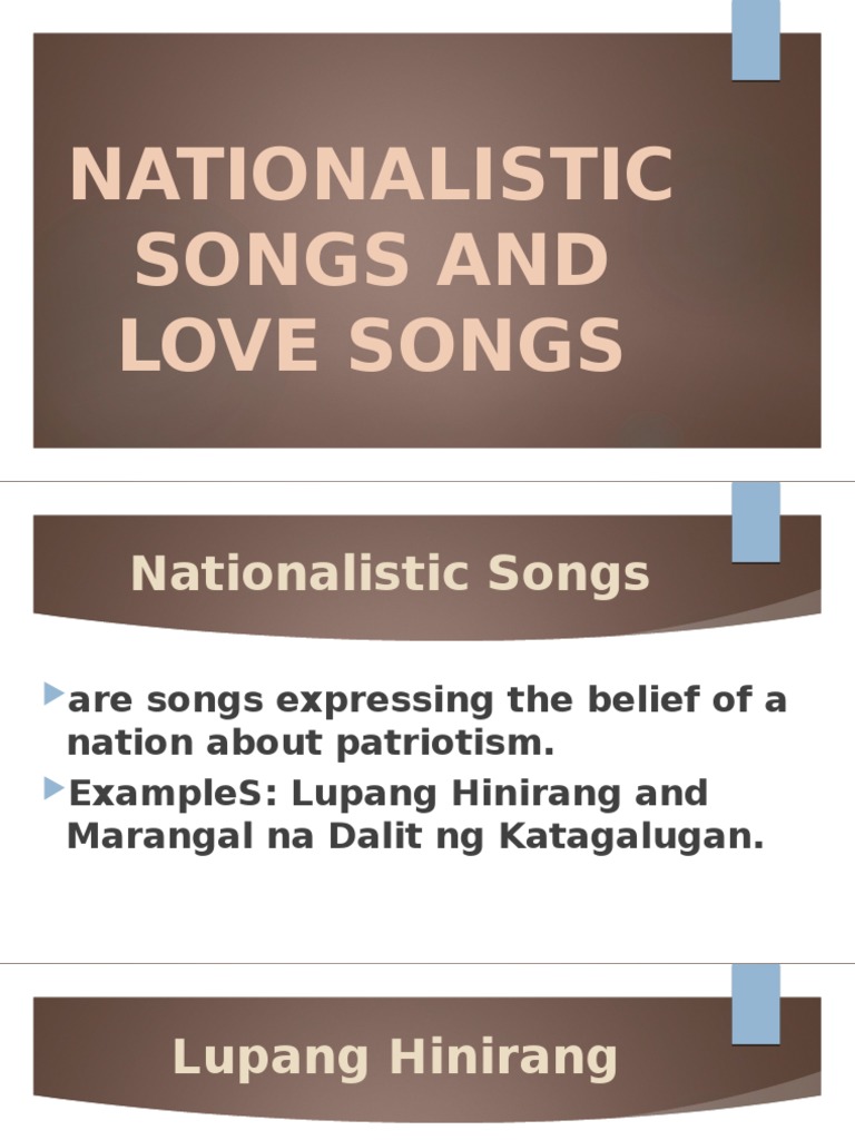 Nationalistic Songs and Love Songs | PDF | Philippines | Southeast Asia