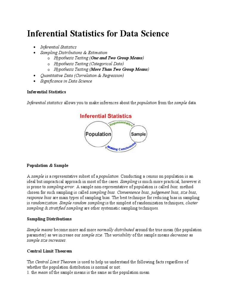 Inferential Statistics for Data Science | PDF | Statistical Hypothesis ...