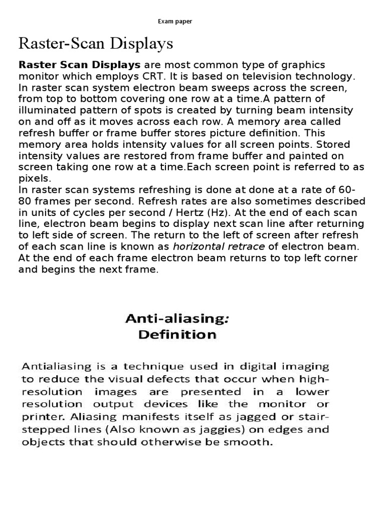 Raster Scan Displays Are Most Common Type of Graphics | PDF | Computer ...