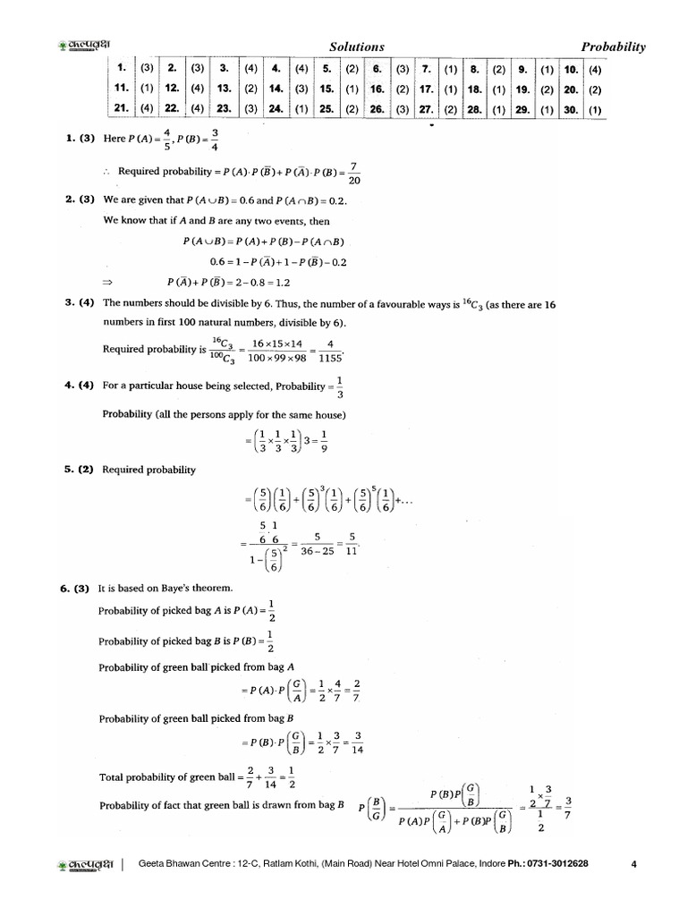 Probability 1-30 Solu PDF | PDF | Business