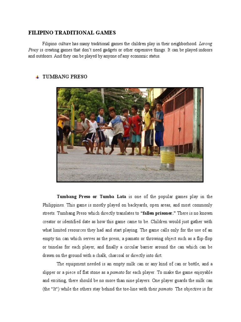 Filipino Traditional Games | PDF | Leisure