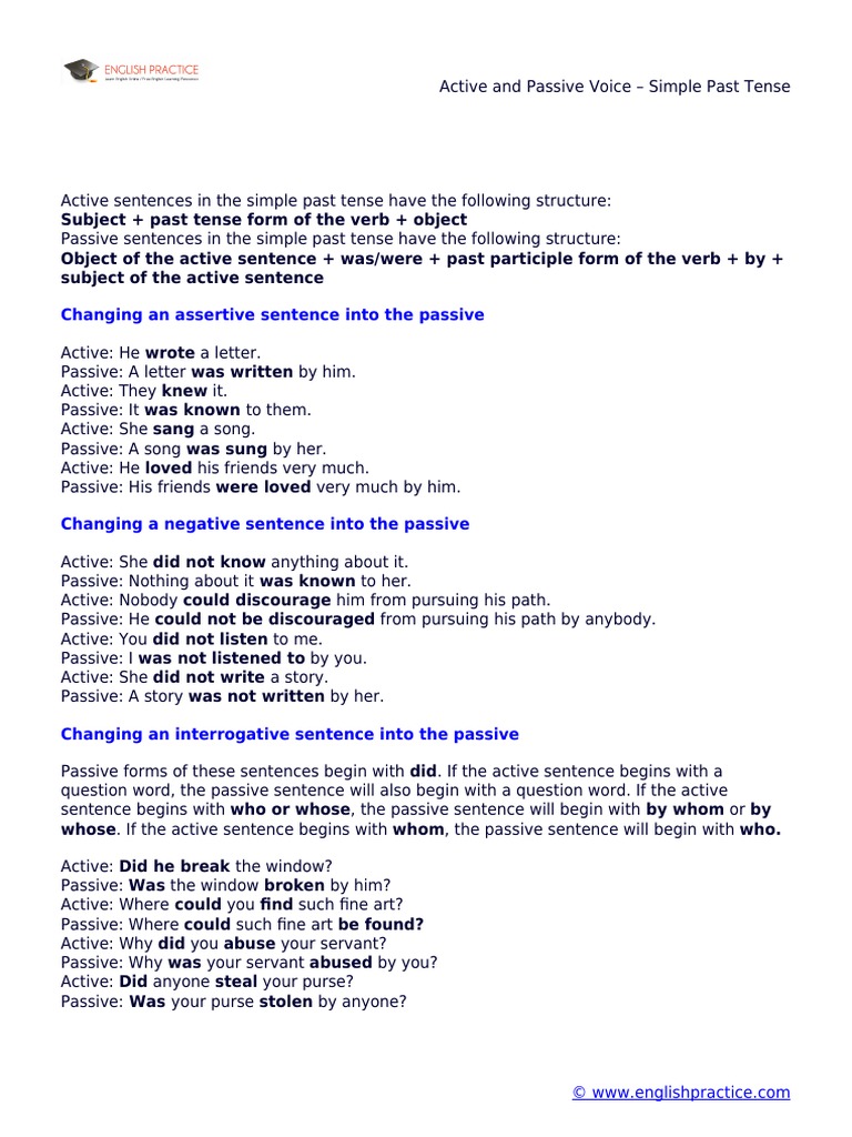 Active and Passive Voice Dan Simple Past Tense | PDF