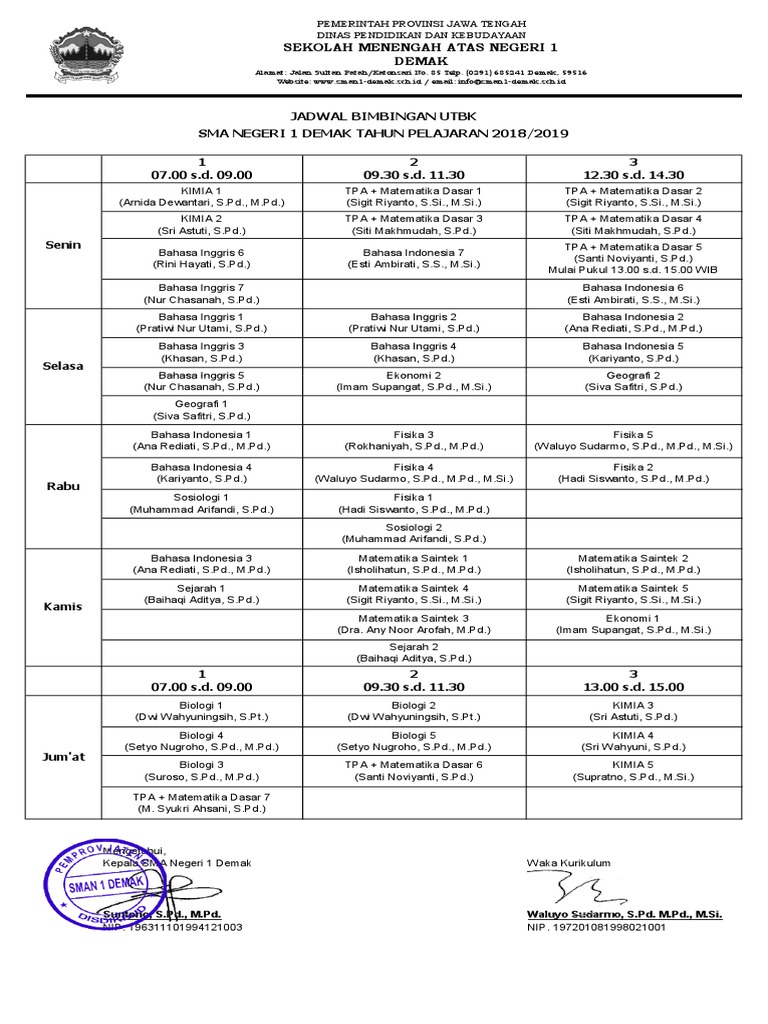 Jadwal Bimbingan UTBK PDF | PDF