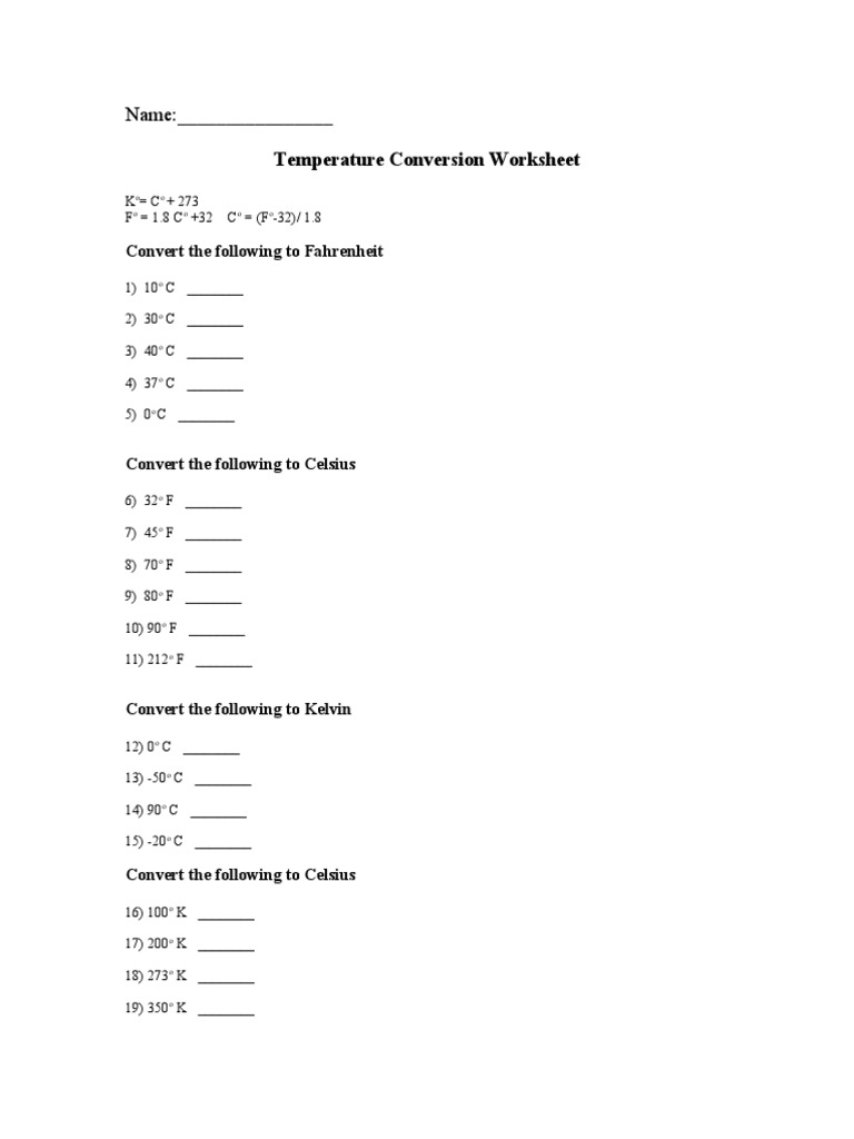 Temperature Conversion Practice | PDF | Technology & Engineering