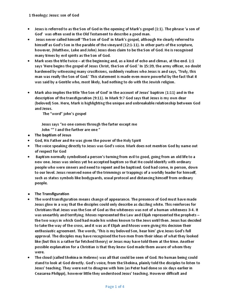 Jesus The Son of God | PDF | Gospel Of Mark | Gospel Of John