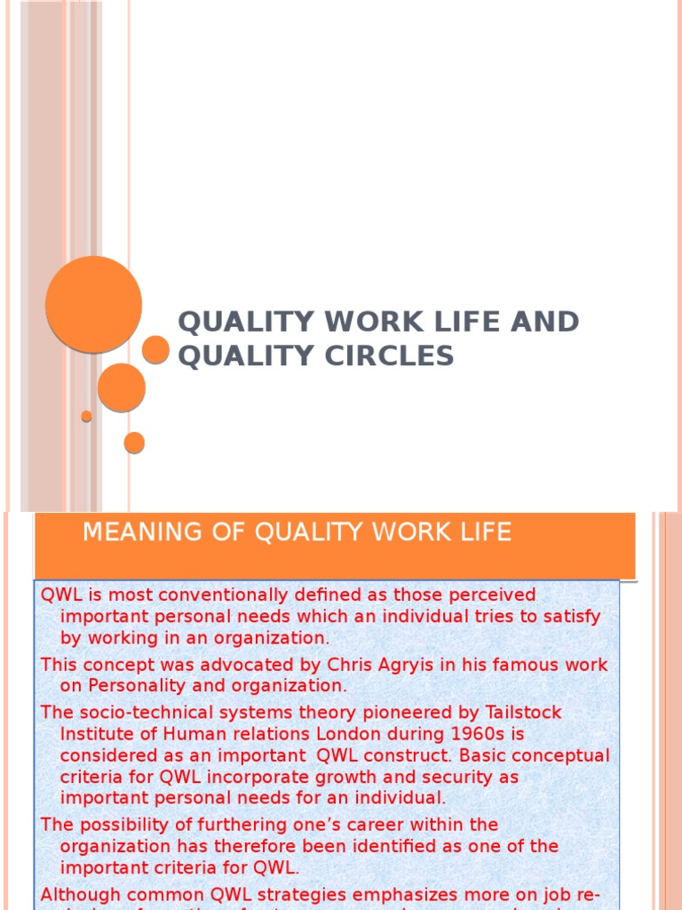 Quality Work Life and Quality Circles | PDF | Empowerment | Employment