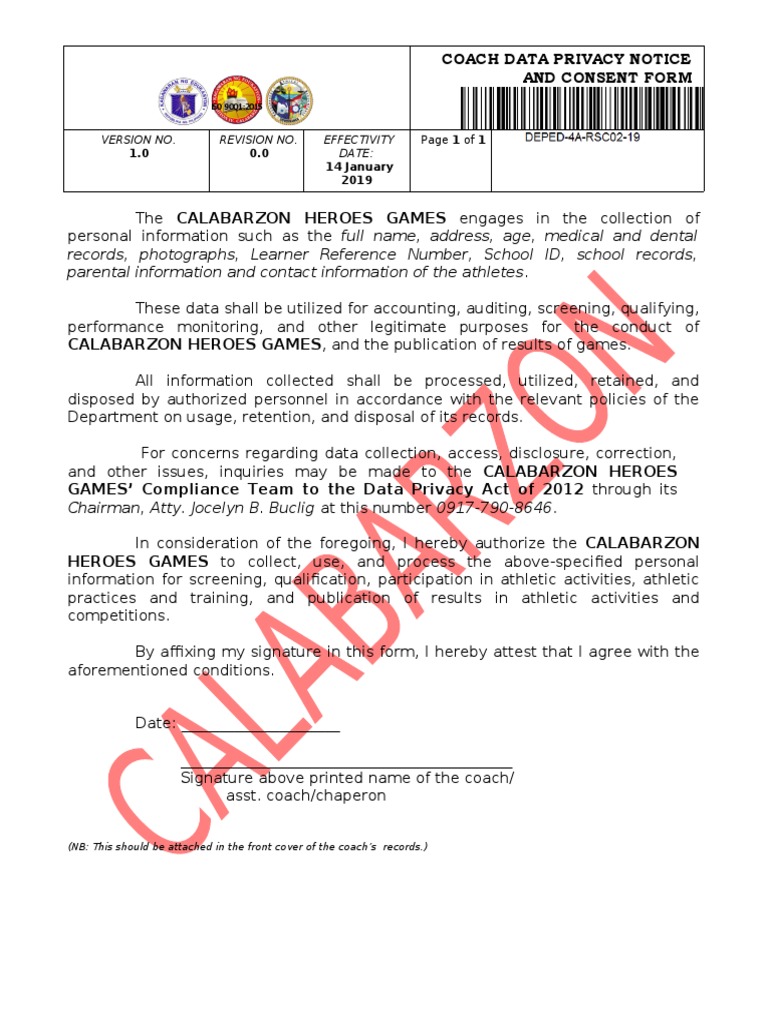 Coach Consent Form | PDF
