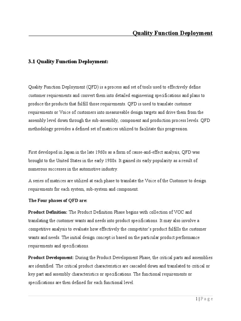 3.1 Quality Function Deployment | PDF | Engines | Business