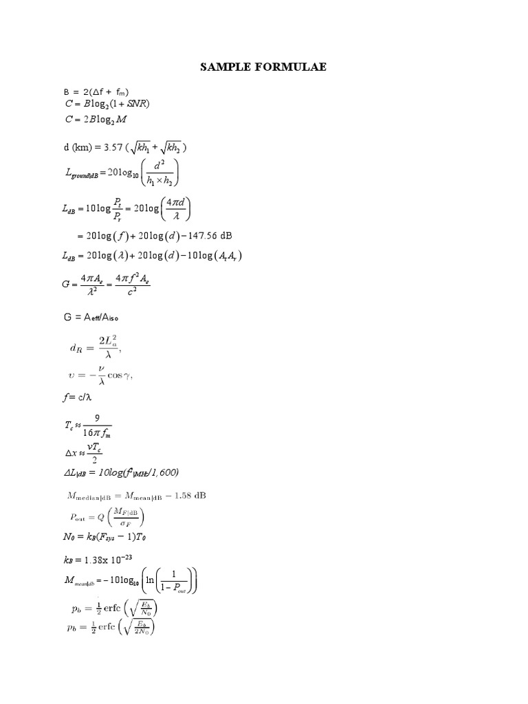 Essential Communication Formulae Guide | PDF