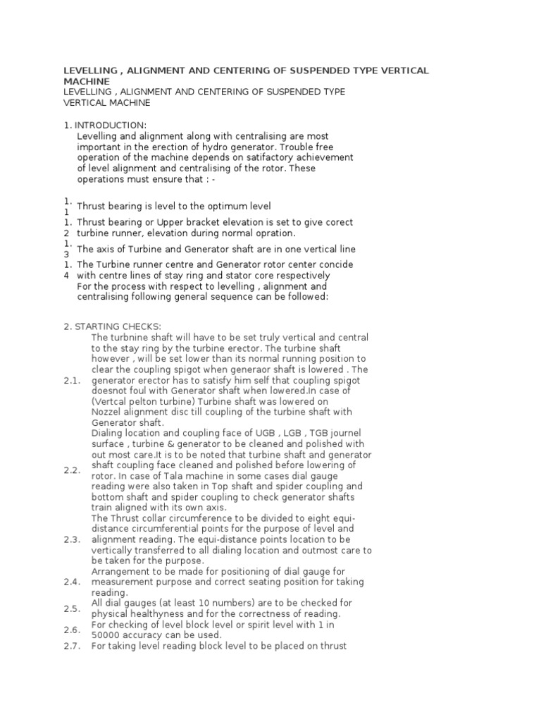 Levelling, Alignment and Centering of Suspended Type Vertical Machine ...