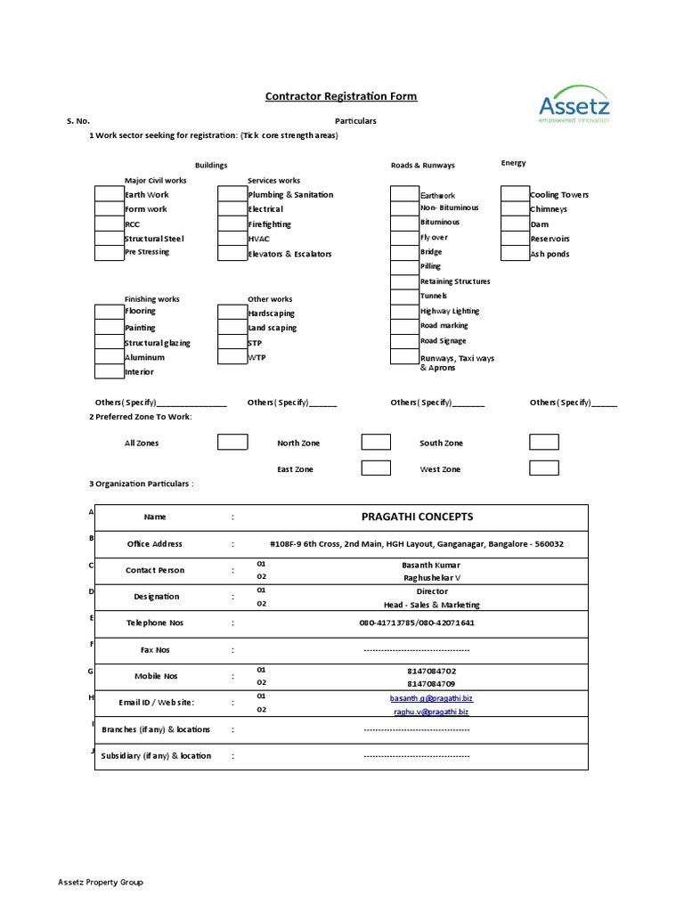 Contractor Registration Form Overview | PDF | Transport | Business