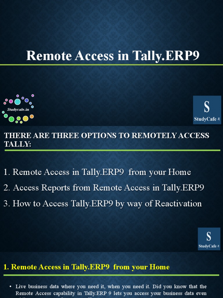 Remote Access in Tally ERP 9 | PDF | Online And Offline | Enterprise ...