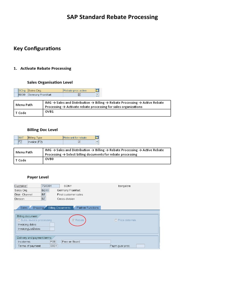 SAP ECC - Standard Rebate Configuration and Process Flow | PDF | Rebate ...
